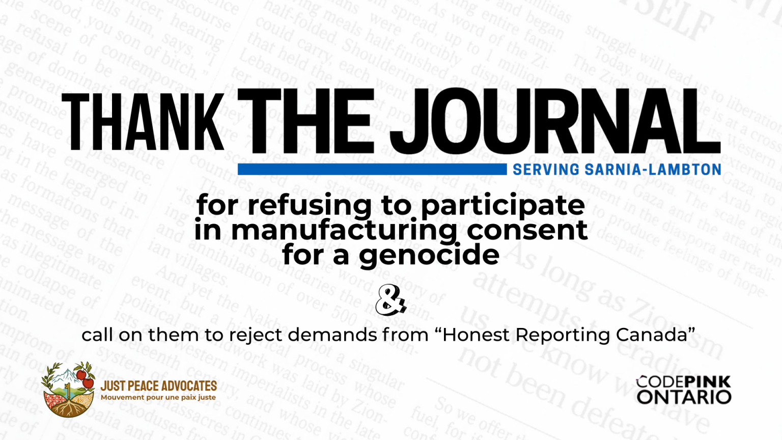 Thank the Sarnia Journal for Refusing to Participate in Manufacturing ...