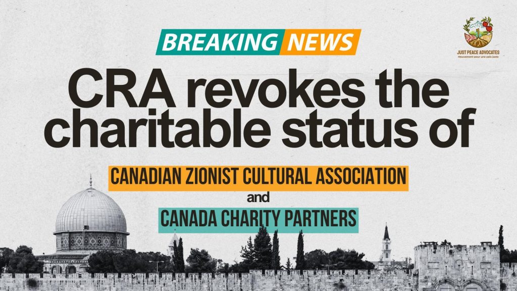 Breaking News: CRA revokes charitable status of Canadian Zionist ...